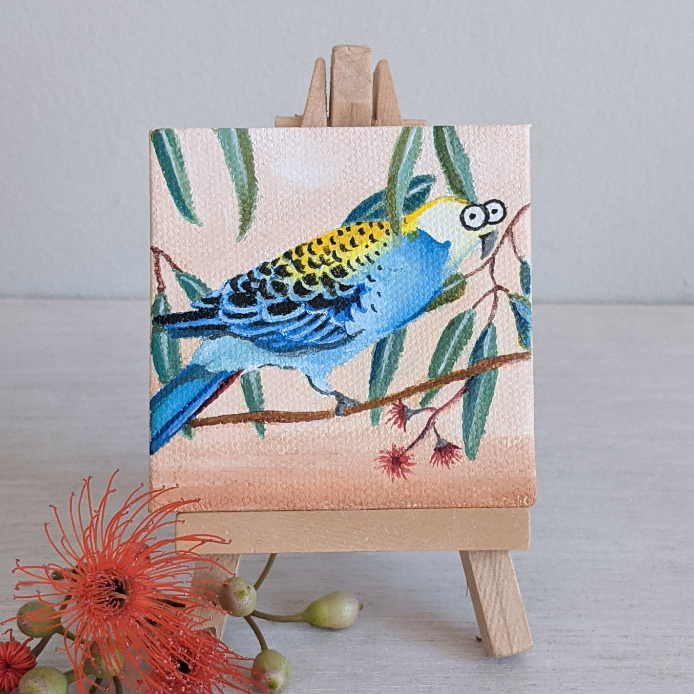 Pale-headed Rosella Mini Painting – Rachel Diaz-Bastin Art